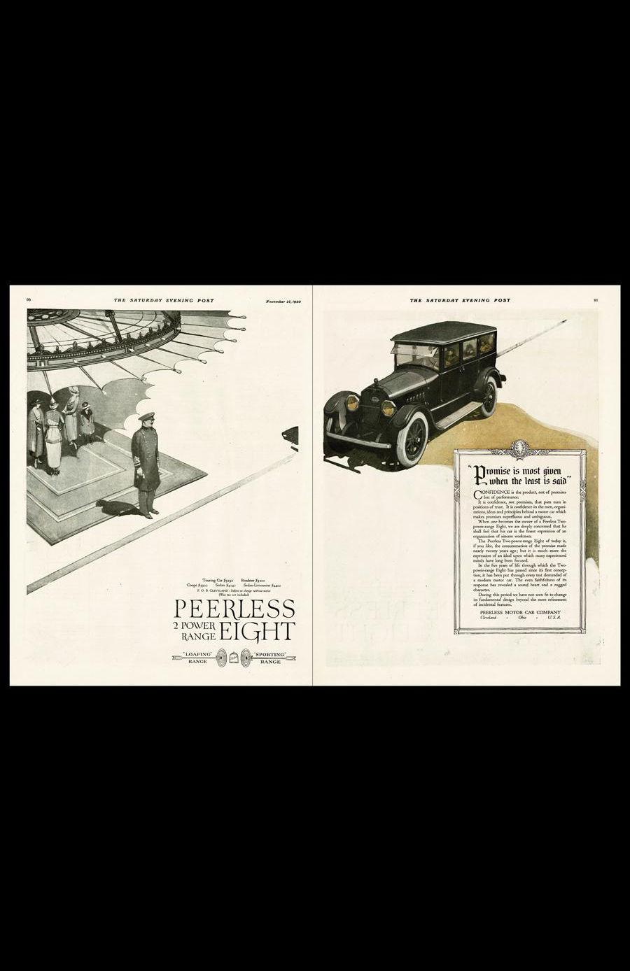 1920 Peerless Motor Company Original Magazine Ad | FlashbacksUSA