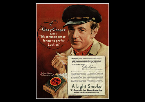 1937 Gary Cooper Lucky Strike Cigarettes Original Magazine Ad ...
