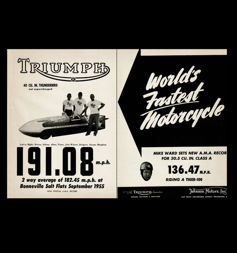 1955 Triumph Motorcycles AMA Speed Record Original Magazine Ad ...