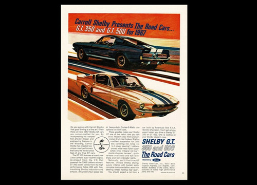 1967 Shelby Mustang GT350 / GT500 Original Magazine Ad | FlashbacksUSA