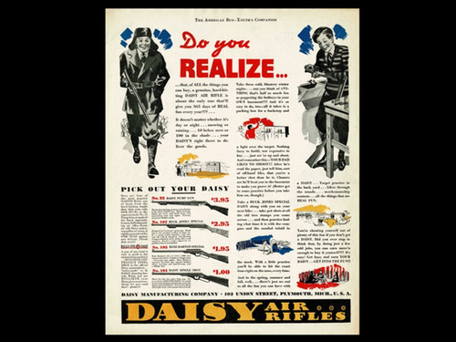 1936 Daisy Air Rifle / BB Gun Original Magazine Ad | FlashbacksUSA