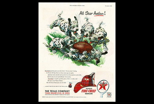 1952 Texaco Oil Company Dalmatians Original Magazine Ad - Football ...