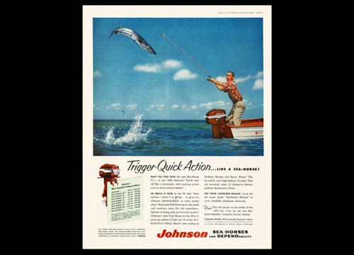 1956 Johnson Outboard Motors Original Magazine Ad | FlashbacksUSA