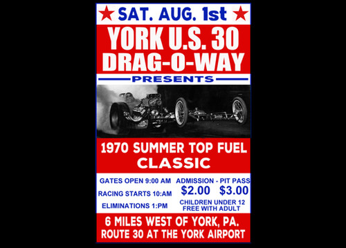 1970 York US 30 Drag Strip Vintage Drag Racing Poster Print | FlashbacksUSA
