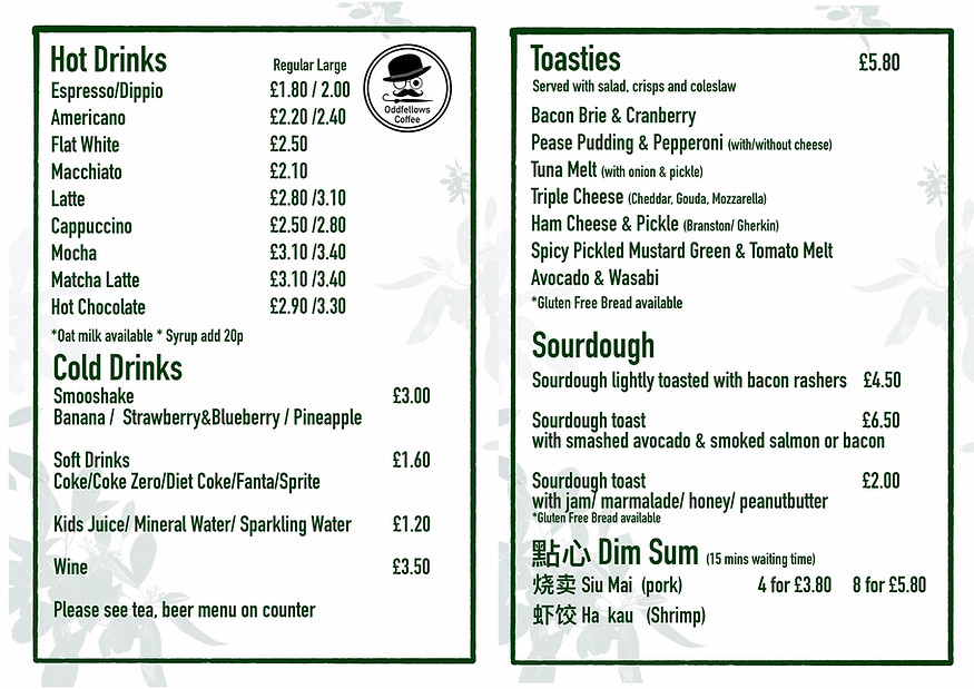 Our Menu | oddfellowscoffee