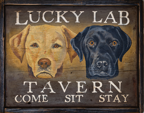Lucky Lab Tavern Sign - Black Lab Yellow Lab Dog Portrait Pub Decor ...