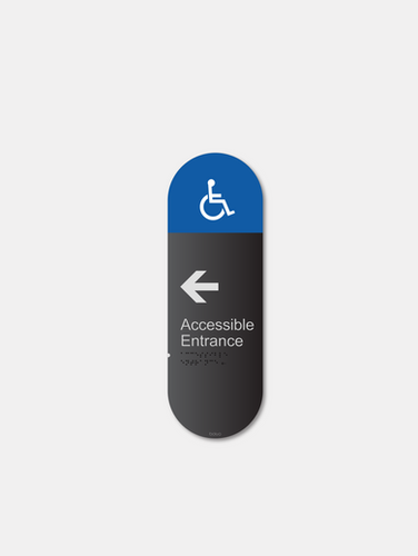 Accessible Entry Sign - Left Arrow Capsule – Tactile & Braille | Made ...