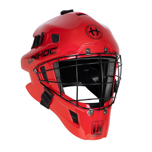 UNIHOC Goalie Mask Unihoc INFERNO 44 red (round cage) | DRIZZLE Asia