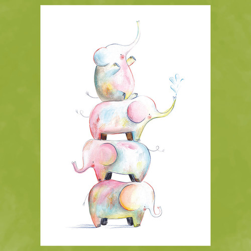 'Elephant Stack' A4 Art Print | Genevieve Aspinall