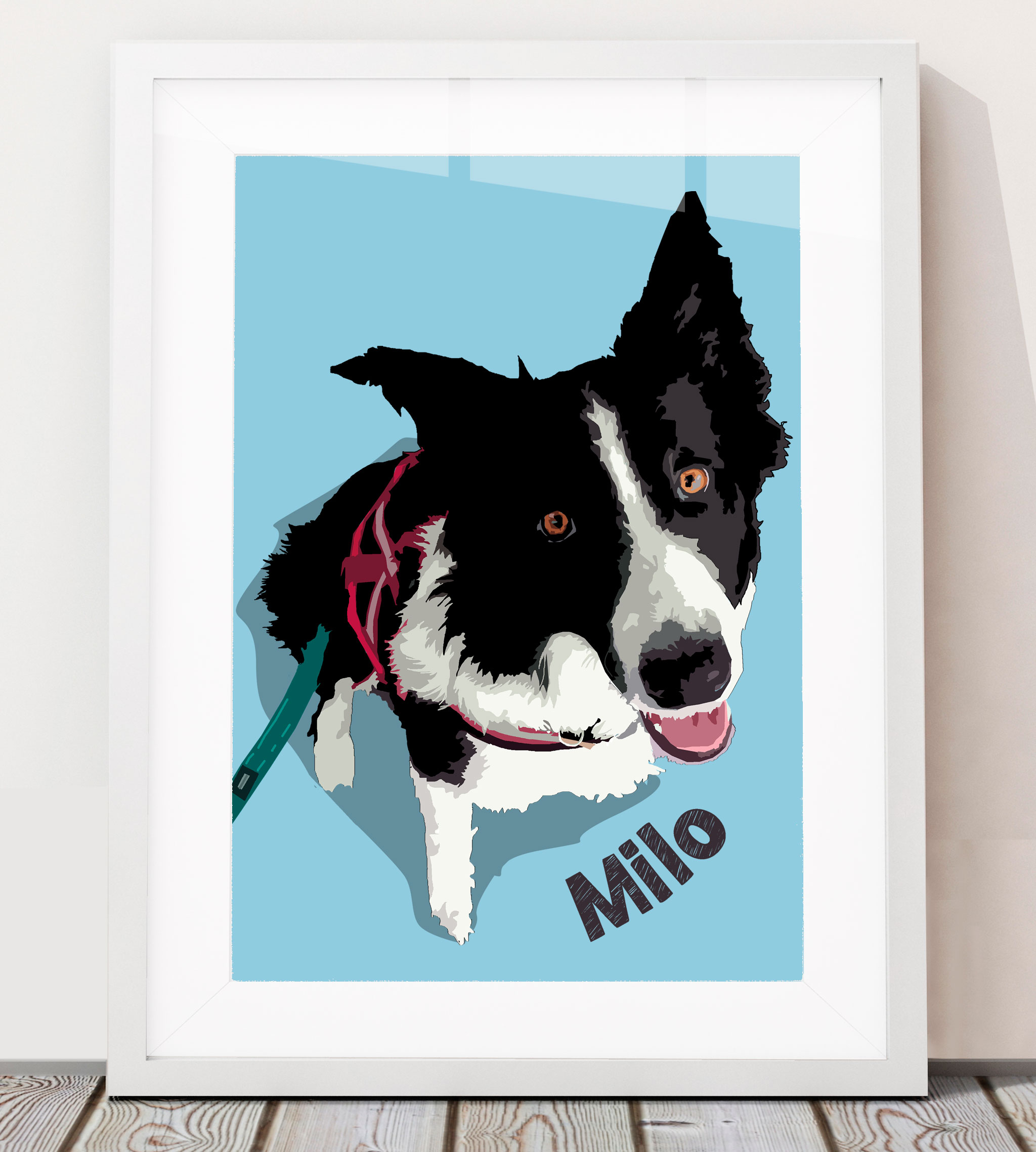 Colourful cutom pet portrait print created from your own photo