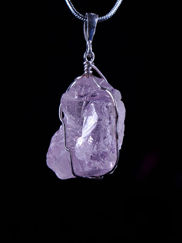 Lilac Kunzite Crystal with Sterling Silver Wire Wrap | Spaid Crystals