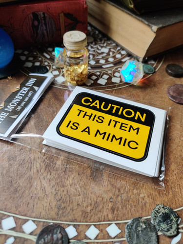 20 Mimic Warning Stickers | TheMonsterInn