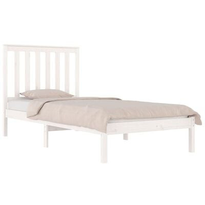 White Small Single Bed Frame with Slatted Headboard | Prelova