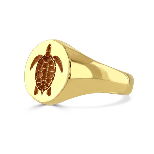 Turtle Signet Ring 9ct Gold | Percy Graham