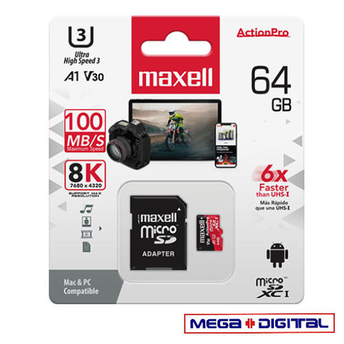 Memoria MicroSD UHS-1 U3 A1 Con adaptador SD | Mega Digital Store