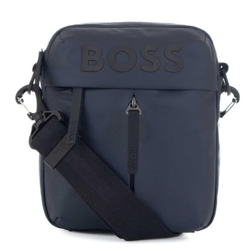 HUGO BOSS Faux-leather Reporter Bag with Tonal Logo Navy Blue | Urban ...