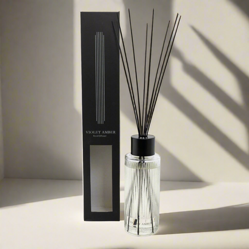 1200ml Clear Ridged Glass Reed Diffuser Violet Amber Scent | The ...