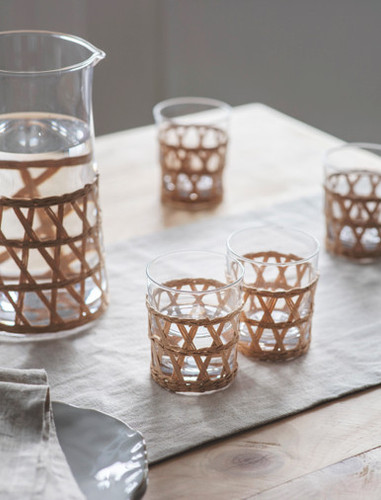 Set of 4 Natural Rattan Glasses | The Wisteria Tree