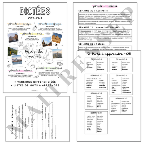DICTÉES - TOUR DU MONDE (CE2-CM1) | MAÎTRESSE P