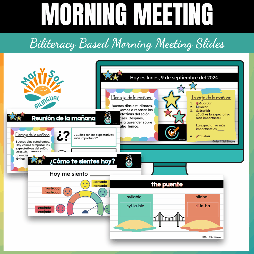Morning Meeting Slides in Spanish and English- Editable rutina diaria ...