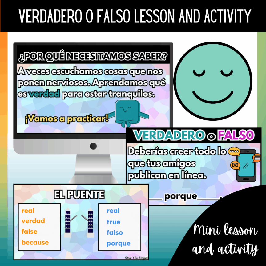 Spanish True or False Media Literacy SEL Activity and Oral Language ...