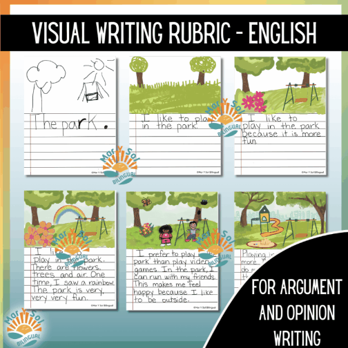 Opinion Visual Writing Rubric English for 1st and 2nd grade Argument ...