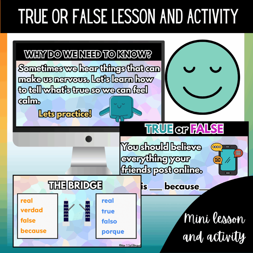 True or False Media Literacy SEL Activity Oral Language ESL | Editable ...