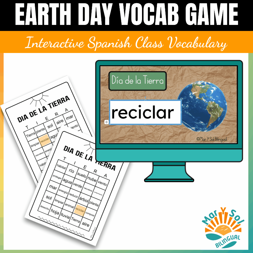 Earth Day Spanish Vocabulary Activity - Día de la Tierra BINGO | Mar Y ...