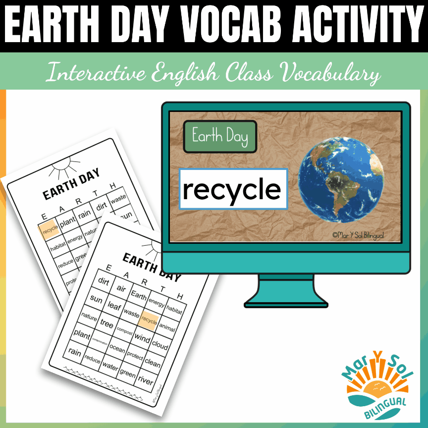 Earth Day Vocabulary Game Activity English ELD ESL | Mar Y Sol Bilingual