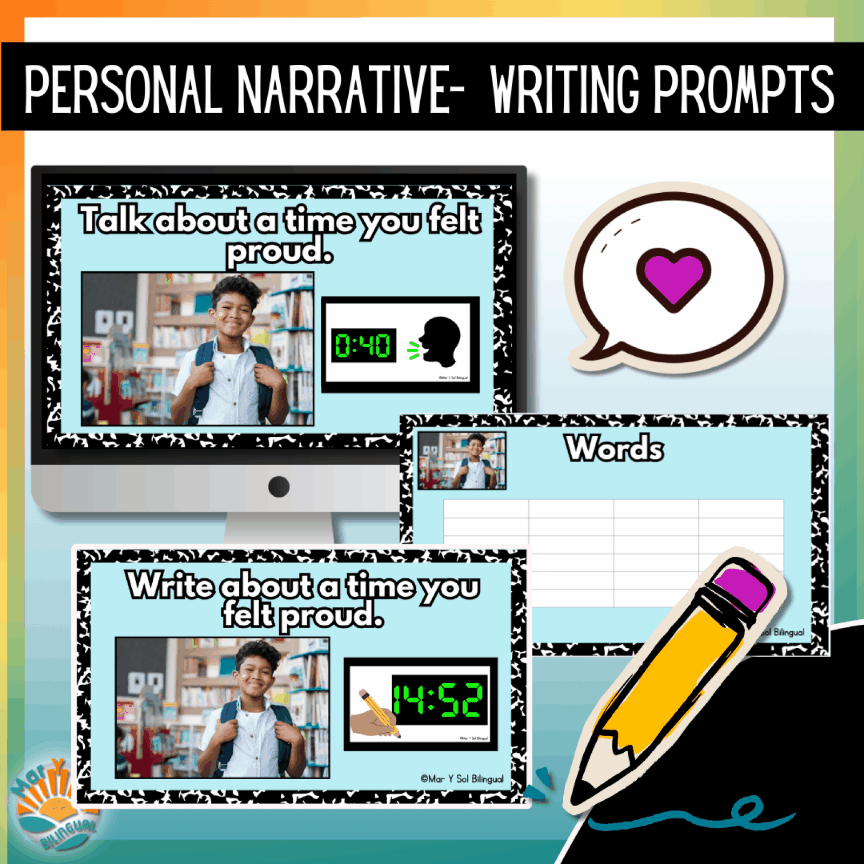 Personal Narrative Prompt for First Grade Oral Language ESL | Mar Y Sol ...