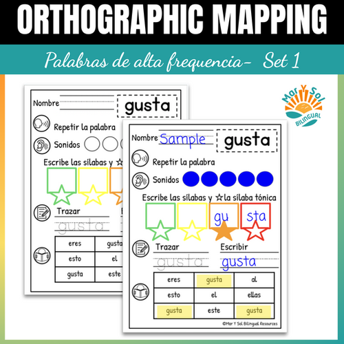 Spanish High Frequency Words Orthographic Mapping List 1 | Mar Y Sol ...