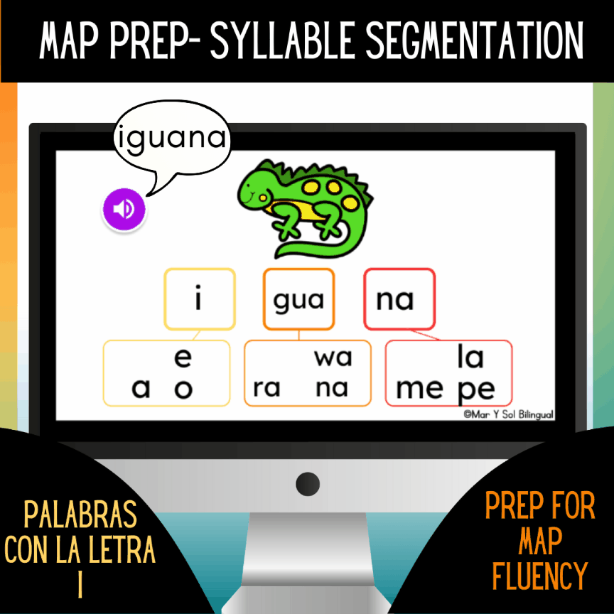 NWEA MAP Fluency Spanish Test Prep Syllable Segmentation- Letra I | Mar ...
