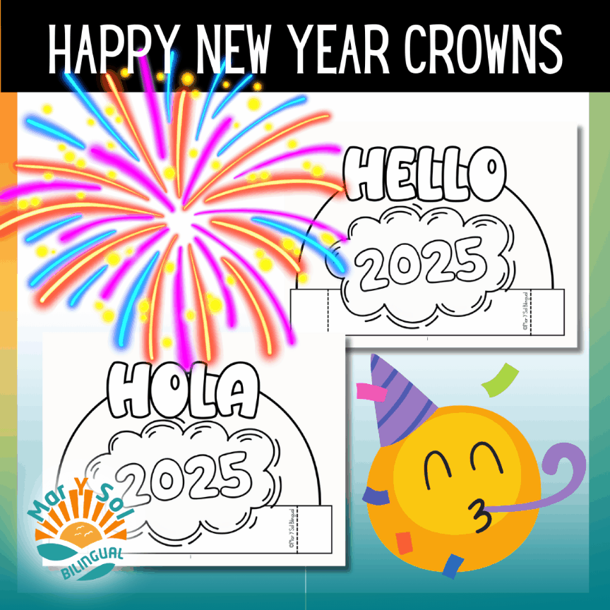 Happy New Year 2025 Crown | Hat | Headband Writing Activity Spanish and ...