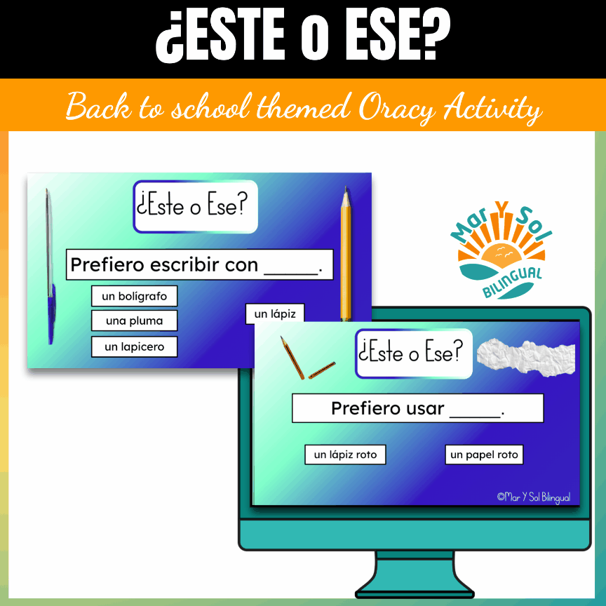 Spanish Oracy Oral Language Este o Ese Google Slides Back to School ...