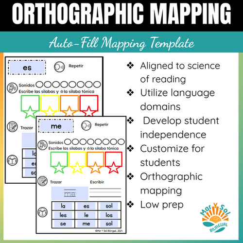 Auto Fill Editable Orthographic Mapping Sheets | Mar Y Sol Bilingual