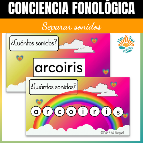 Phonemic Awareness Spanish Activity | Segmentación de fonemas Arco Iris ...