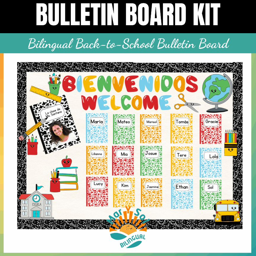 Spanish and English Back to School Bulletin Board Welcome Bienvenidos ...
