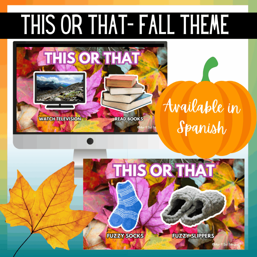 This or That Fall Oral Language Would you rather ESL ELD Vocabulary ...