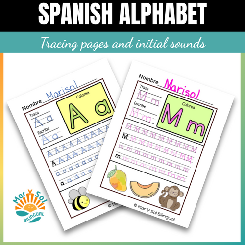 Spanish Alphabet printable tracing pages and Initial Sounds and ...