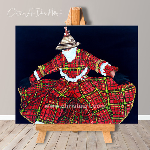 Moko Jumbie with Red Madras | Christa's Art