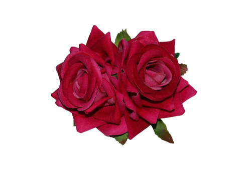 ELLEN Small Double Rose Hair Flowers - Hot Pink | lady-lucks-boutique