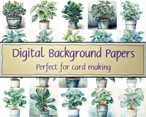 DIGITAL 20 Watercolor Plants Card Background Printable Scrapbook Papers ...