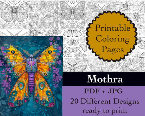 Mothra Coloring Book 20 Coloring Pages Instant Download Star S ...