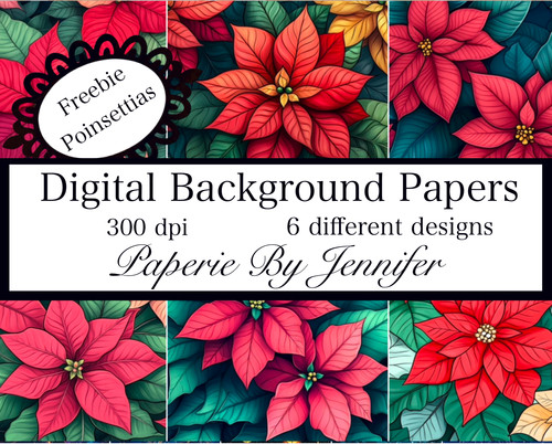 Free Digital File: Poinsettia Background Images | Paperie by Jennifer