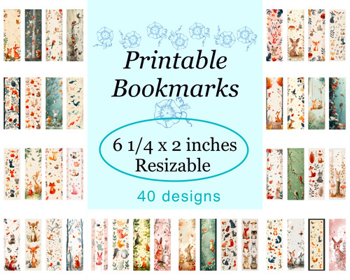 Animal Bookmarks Printables 40 Designs Animal Bookmark Images Instant ...