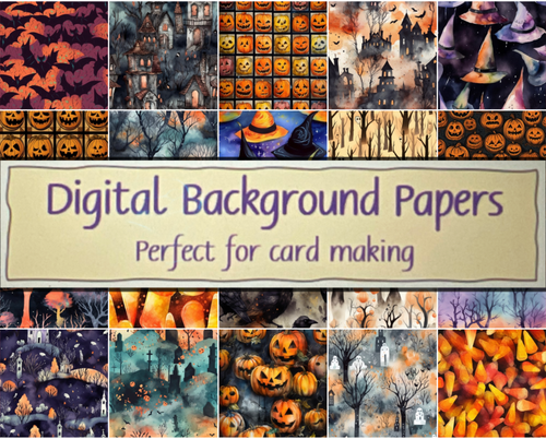 DIGITAL 20 Spooky Halloween Card Background Printable Scrapbook Papers ...