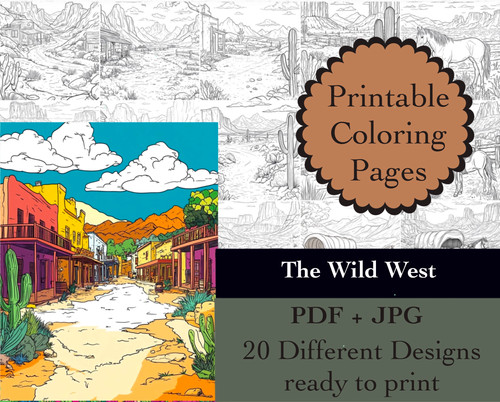Wild West Coloring Book 20 Pages Instant Download | Paperie by Jennifer