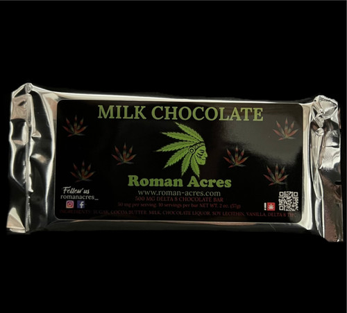 500 mg Delta 8 Milk Chocolate bars | Roman Acres 500 mg Delta 8 Milk Chocolate bars | Roman Acres