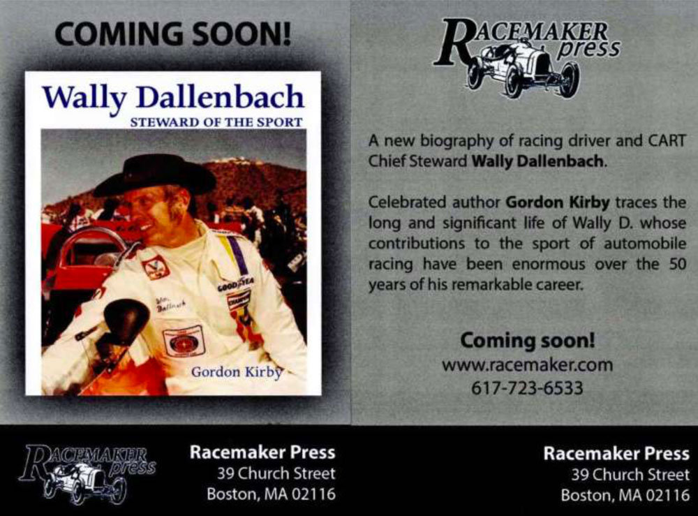 Racemaker Press prepares to publish ‘Wally Dallenbach Steward of the Sport’