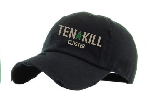 Tenakill Star Logo Embroidered Adjustable Distressed Black Cap | Cali ...